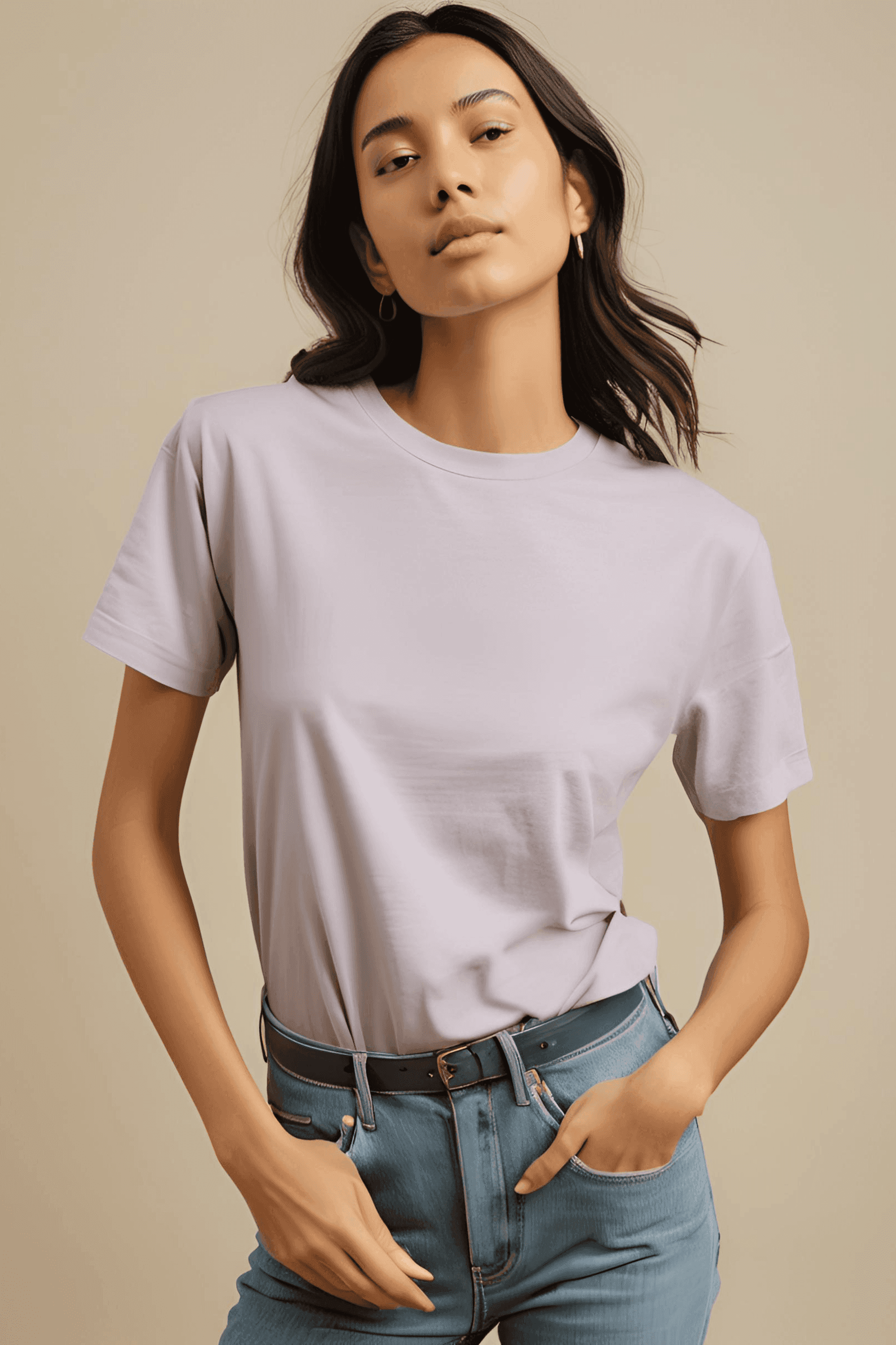 Women's Round Neck Lavender Half Sleeve Plain T-shirt – Drapelet