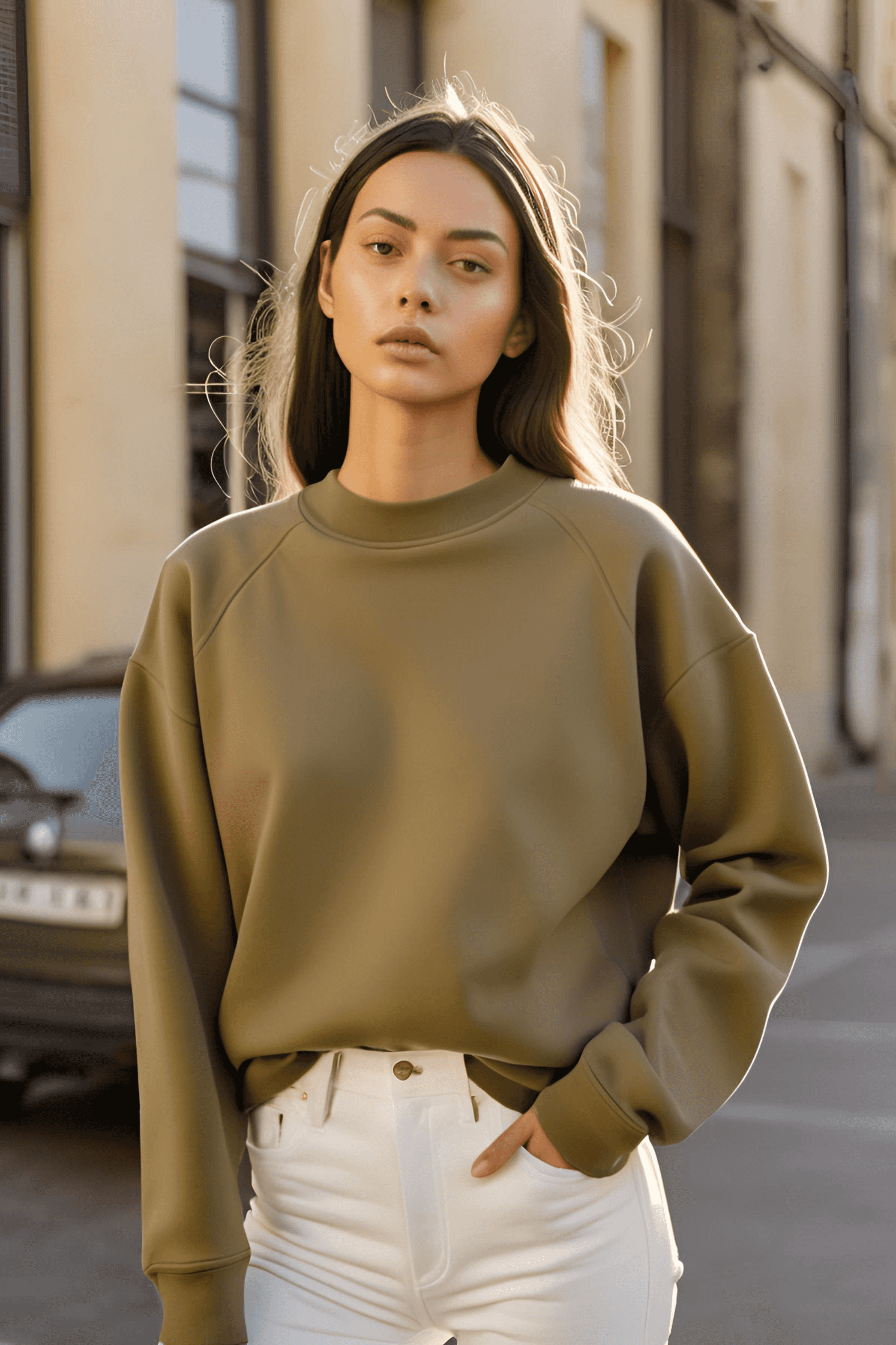 Unisex Plain Olive Green Sweatshirt – Drapelet